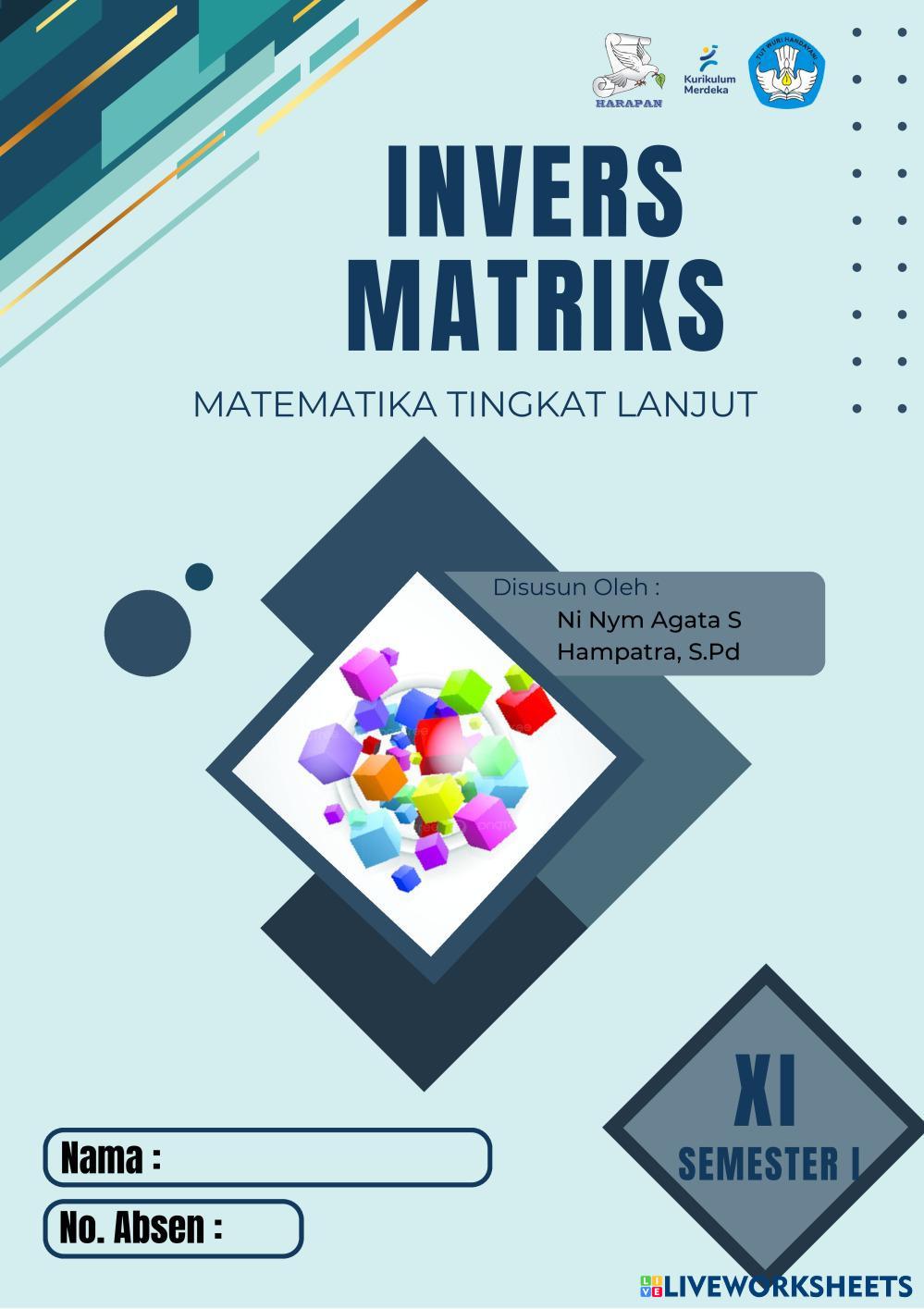 Invers Matriks 3x3 | Live Worksheets