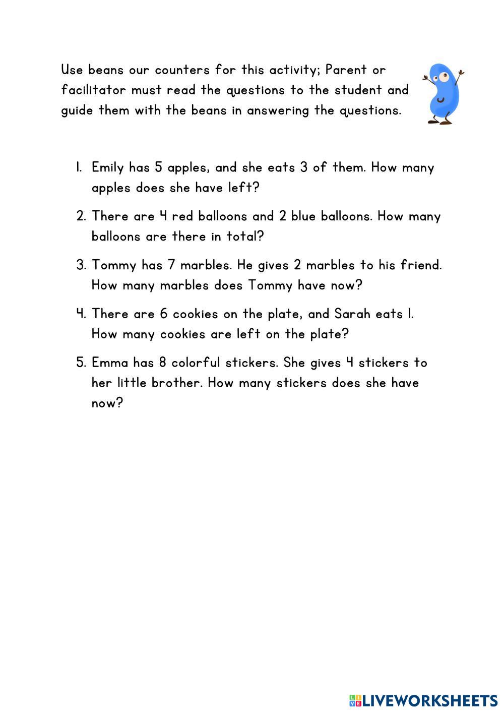 Word problems | Live Worksheets