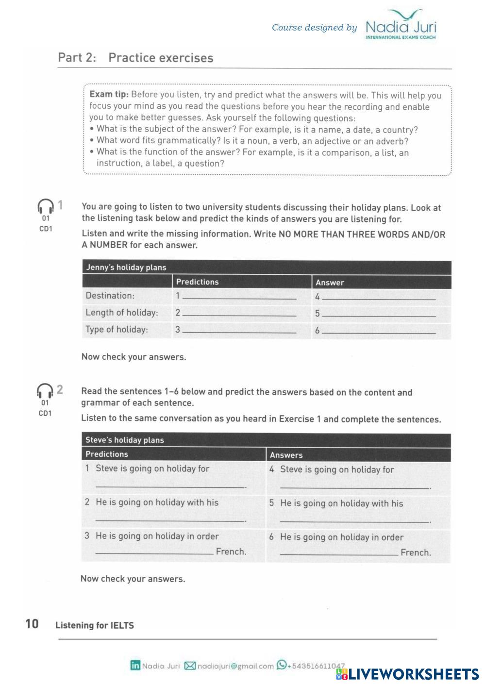 COLLINS IELTS LISTENING unit 1 | Live Worksheets