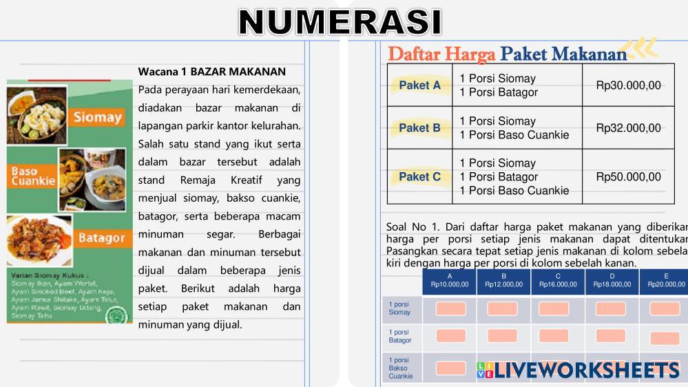 Numerasi | Live Worksheets