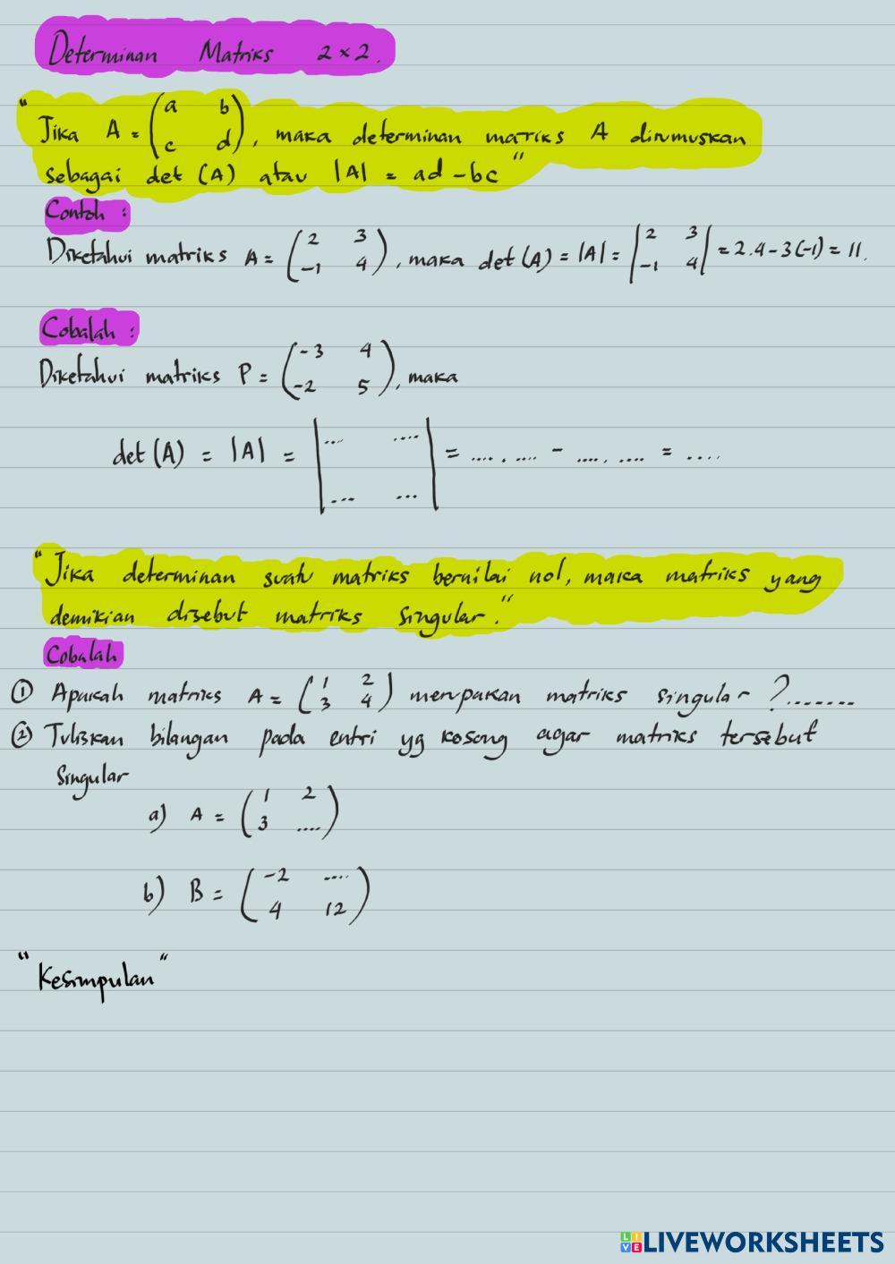 Determinan Matriks 2x2 7216490 | Indra Rukmana | Live
