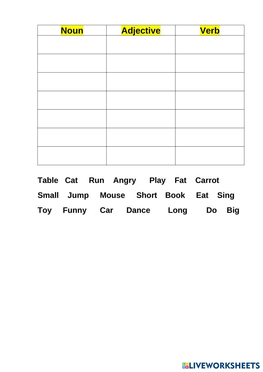Sort the words | Live Worksheets