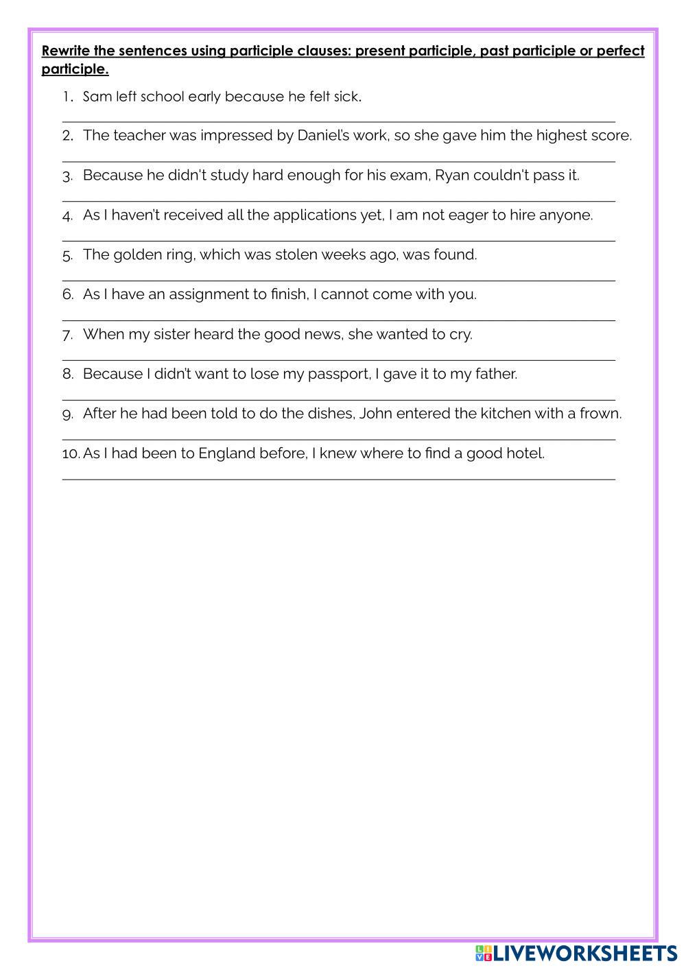 Business Advanced - Participle Clauses 2 | Live Worksheets