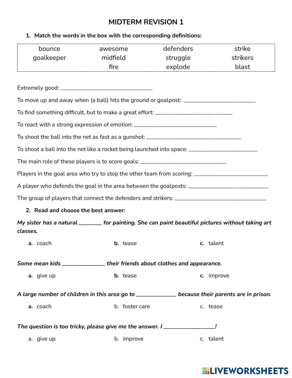 GE6 MIDTERM 1 REVISION 1 | Live Worksheets