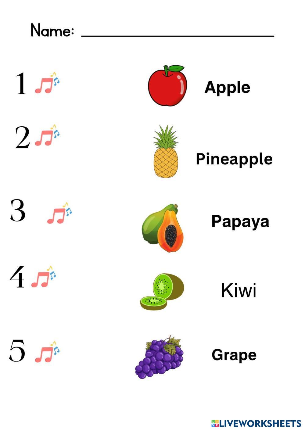 Fruits | Live Worksheets