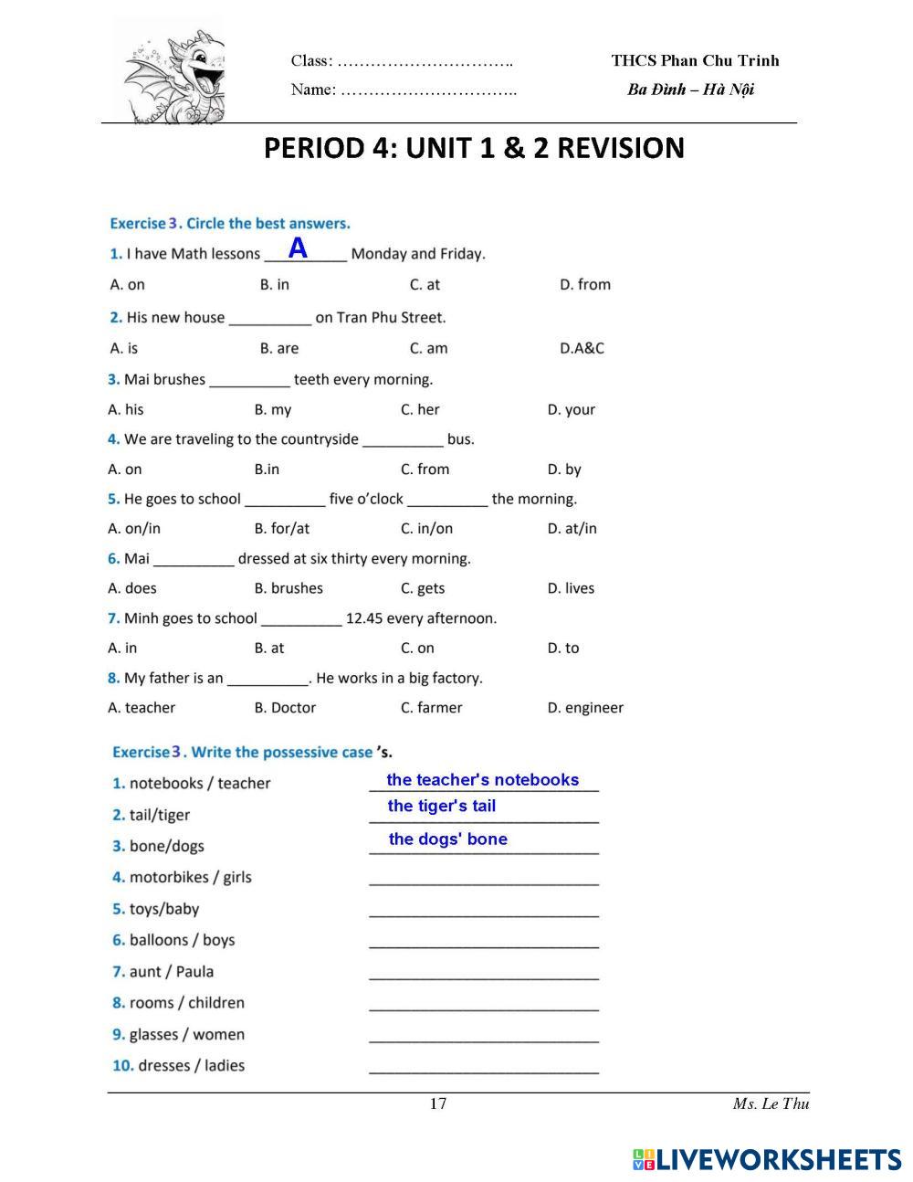Period 4 - Unit 1 & 2 Revision | Live Worksheets