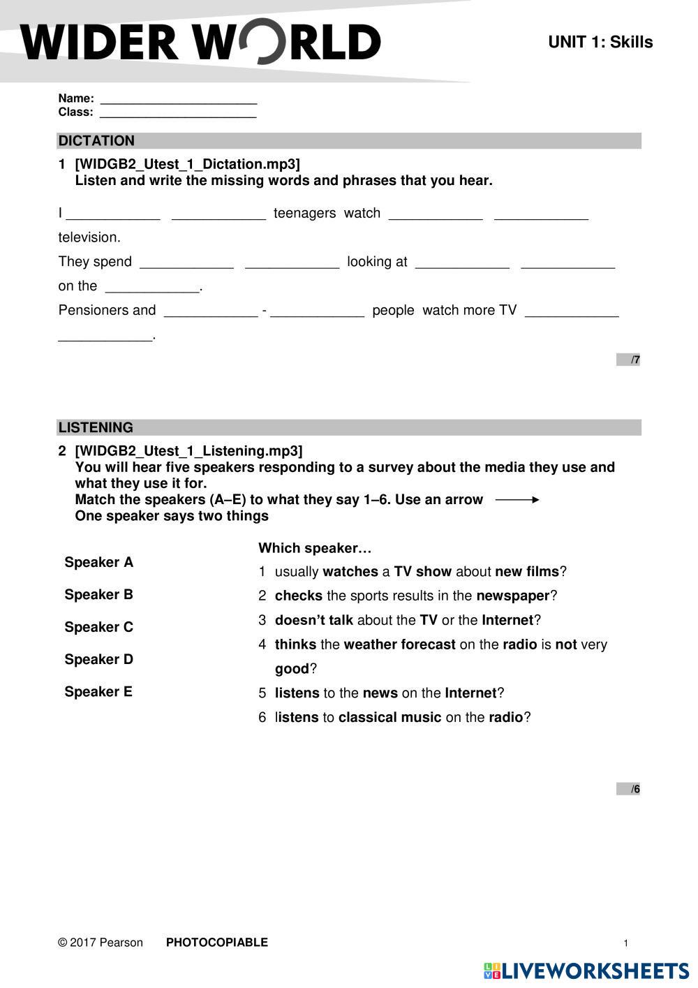 Wider world 2 unit 1 Test1.2 0647 | Tatyana_Vladimirova