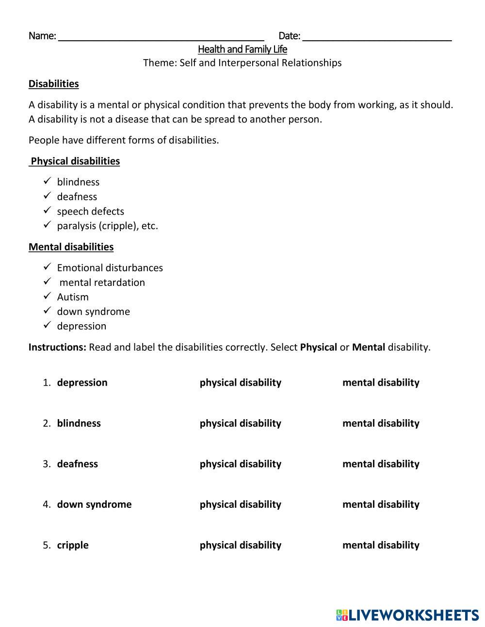 7223576 | disabilities | classroom242 | LiveWorksheets