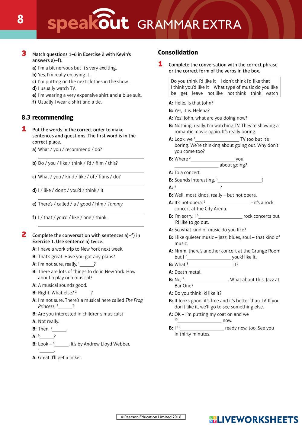 Unit 8 - Grammar | Live Worksheets