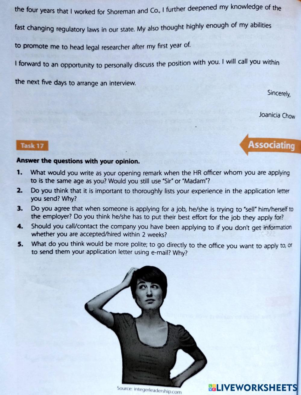 Application Letter | Live Worksheets