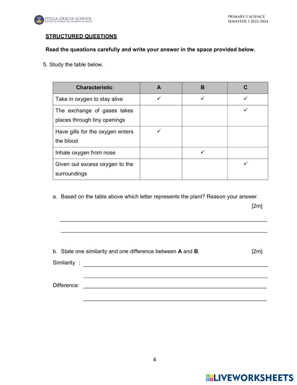 Topical Test 2 P5 Science | Ollyvia Theresia Amelia