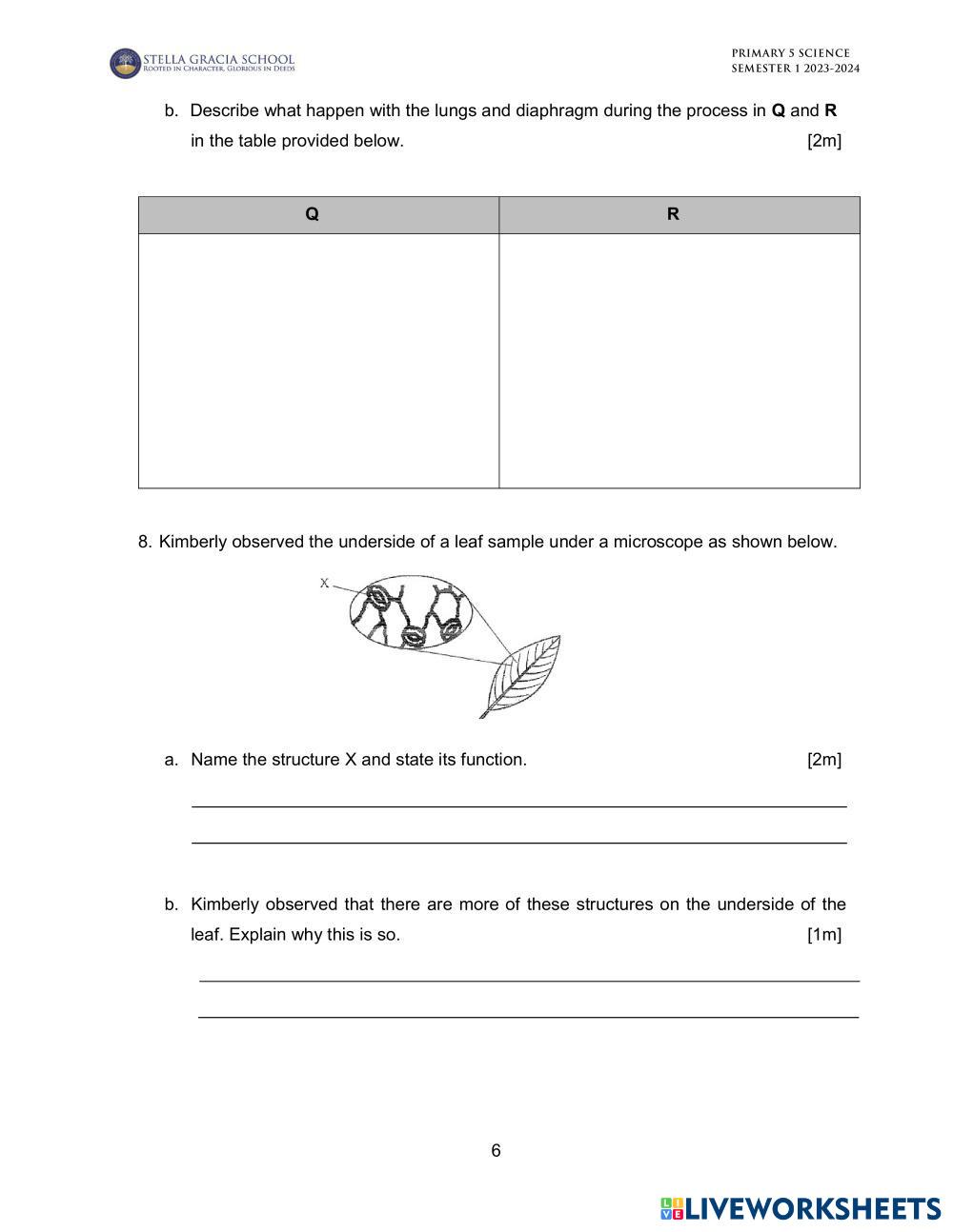 Topical Test 2 P5 Science | Ollyvia Theresia Amelia