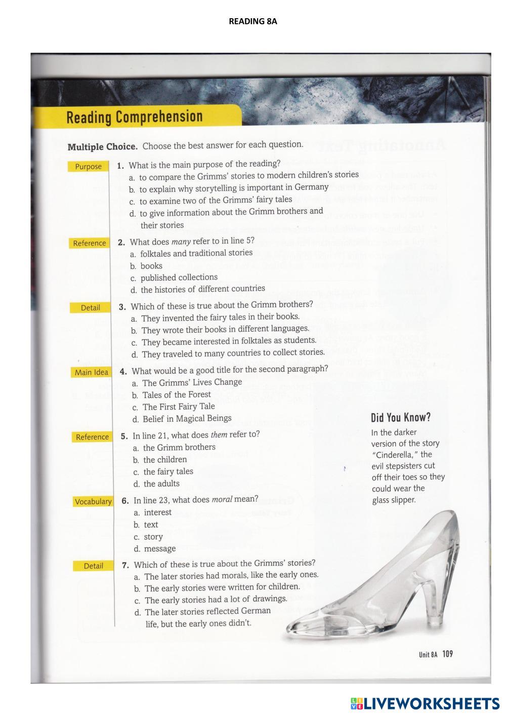 Reading 8A | Live Worksheets