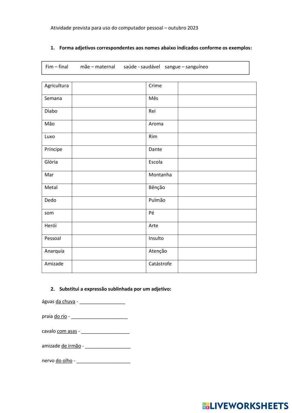 Ficha de gramática out | Live Worksheets