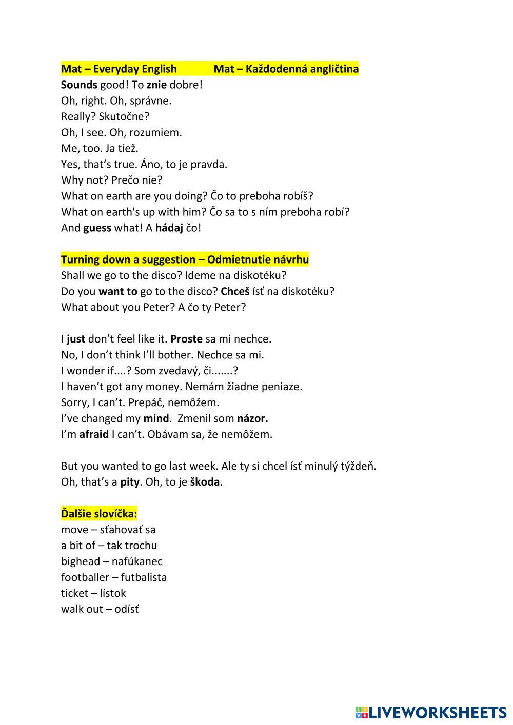 Turning down a … | Free Interactive Worksheets | 7226027