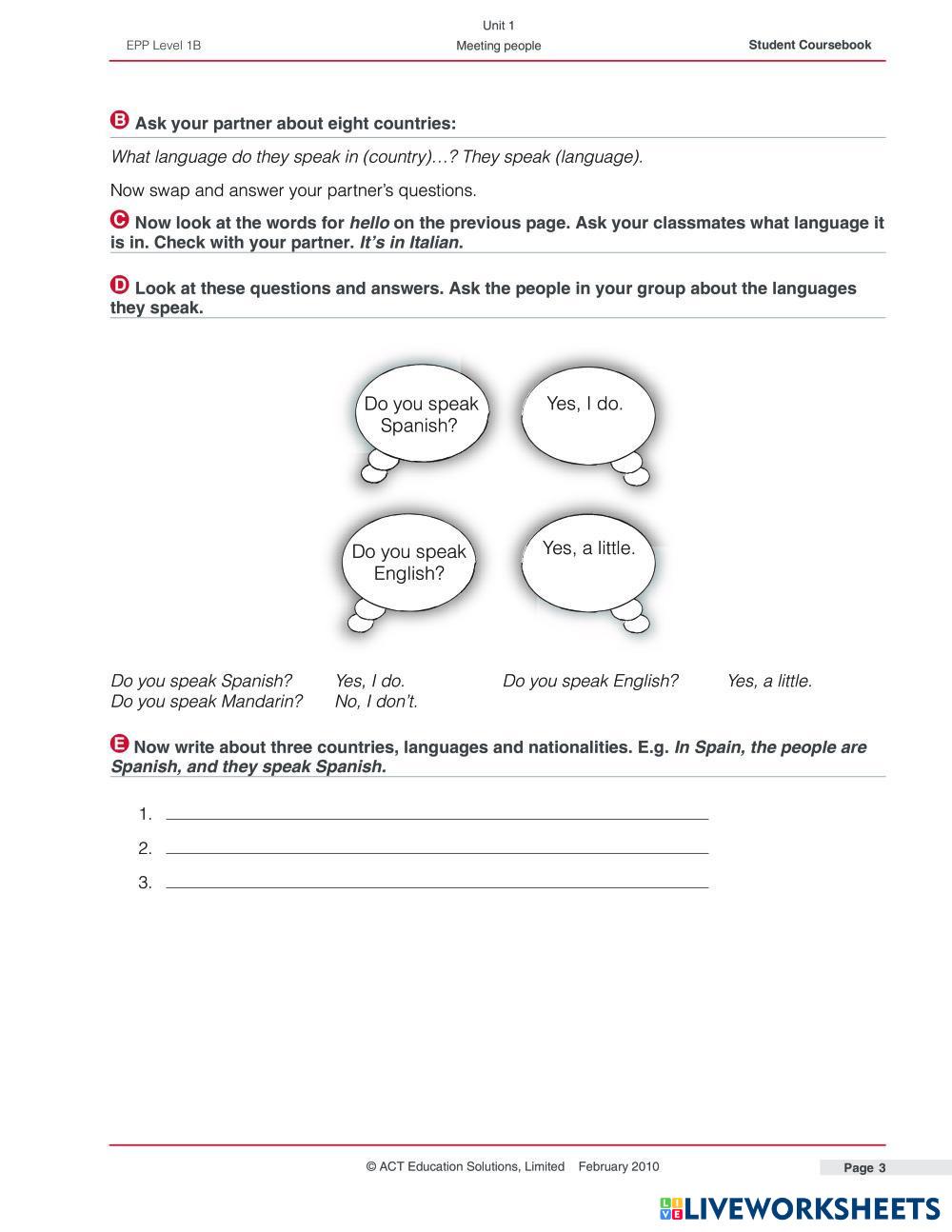 Unit 1 - EPP Workbook 1B | Live Worksheets