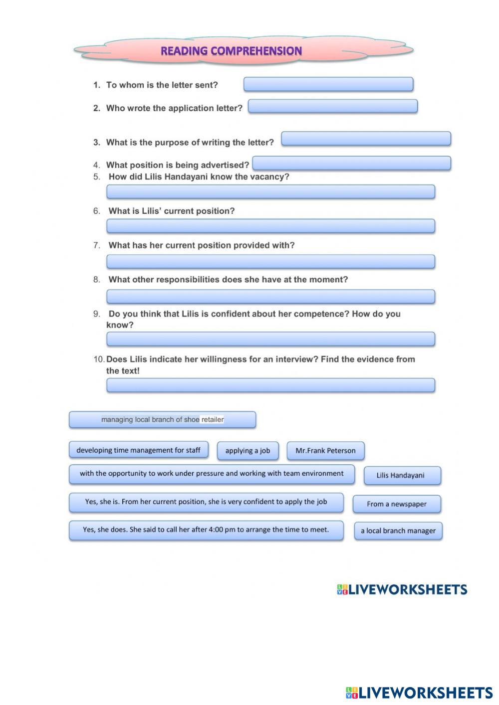 Application Let… | Free Interactive Worksheets | 7226433