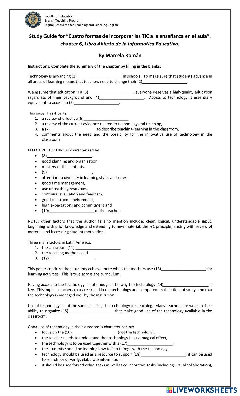 Four ways to incorporate ICT into classroom teaching | Live Worksheets
