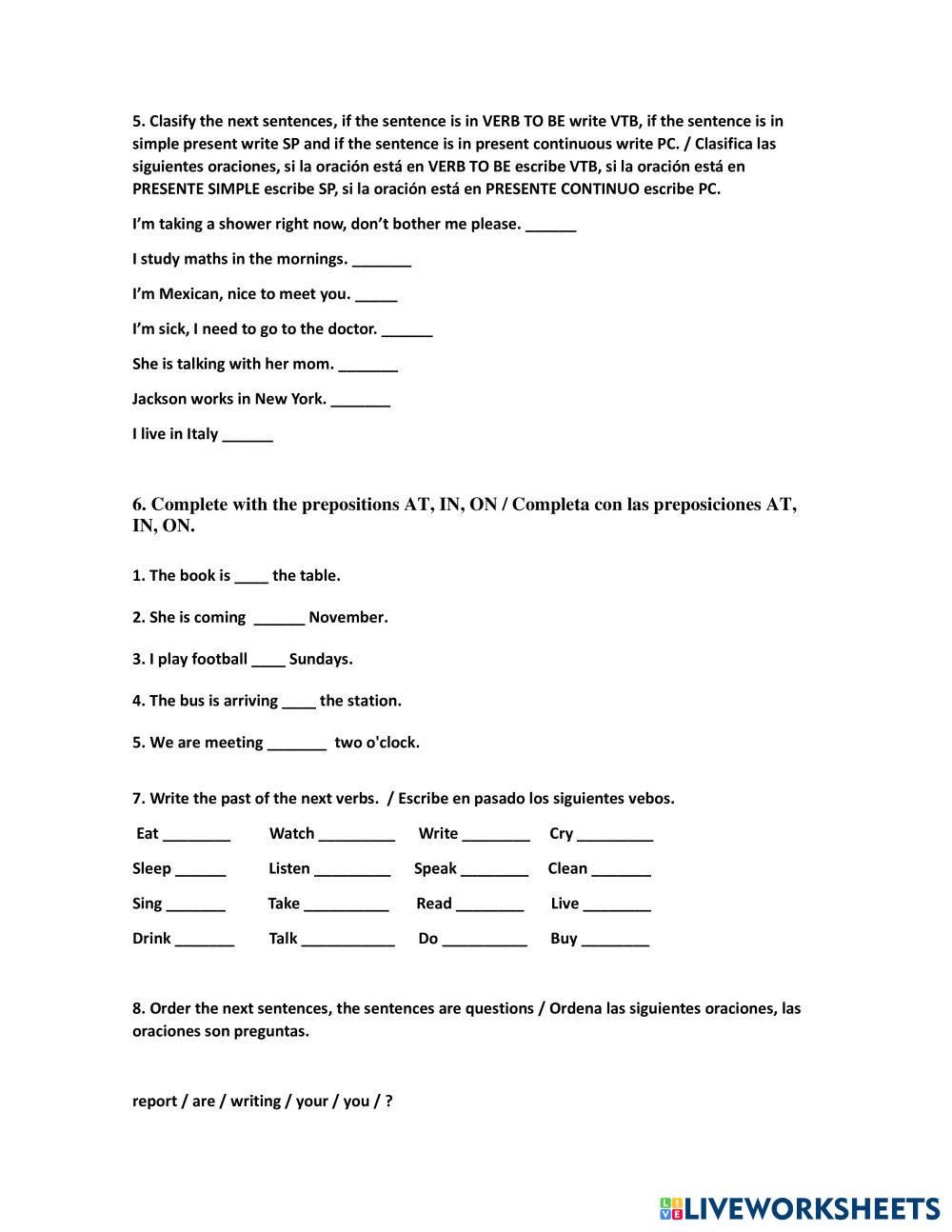 ENGLISH BASIC TEST | Live Worksheets