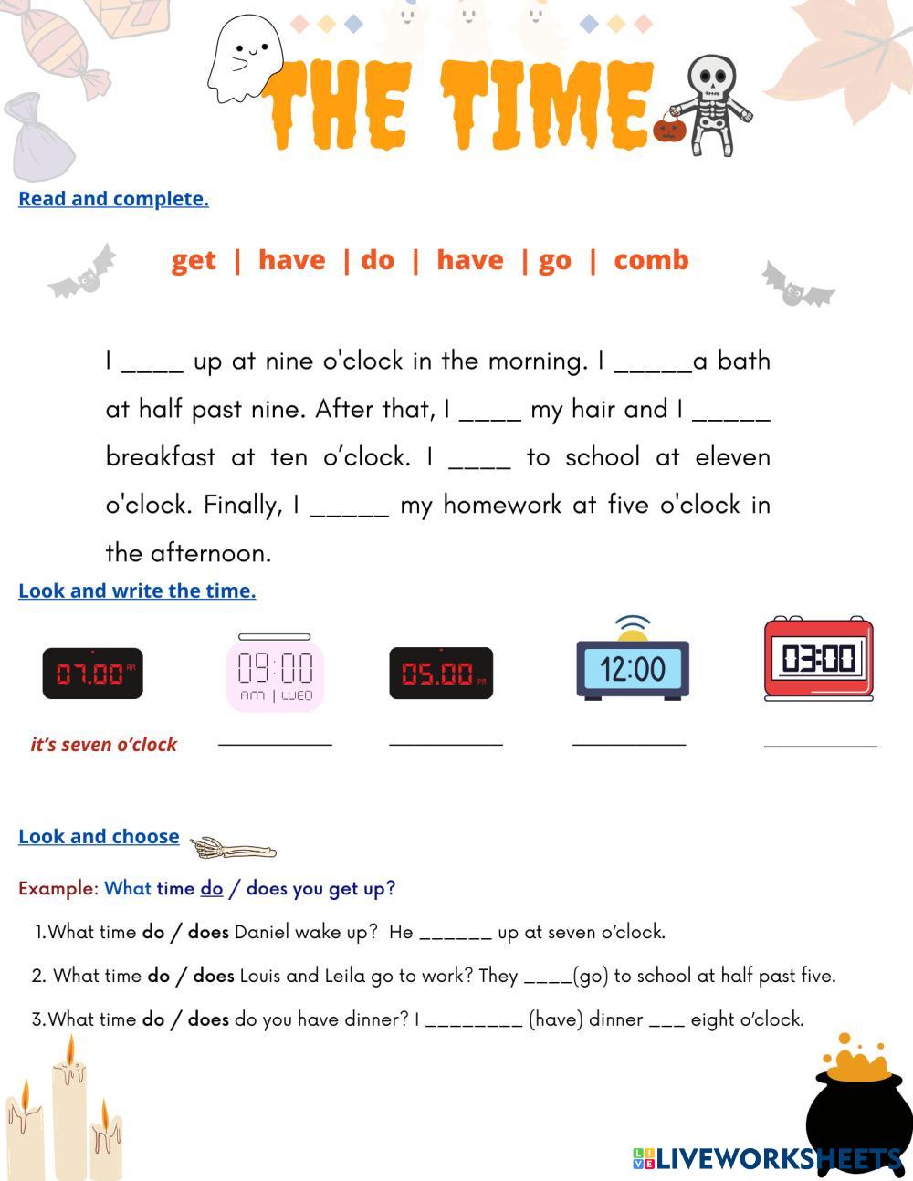 the time | Live Worksheets