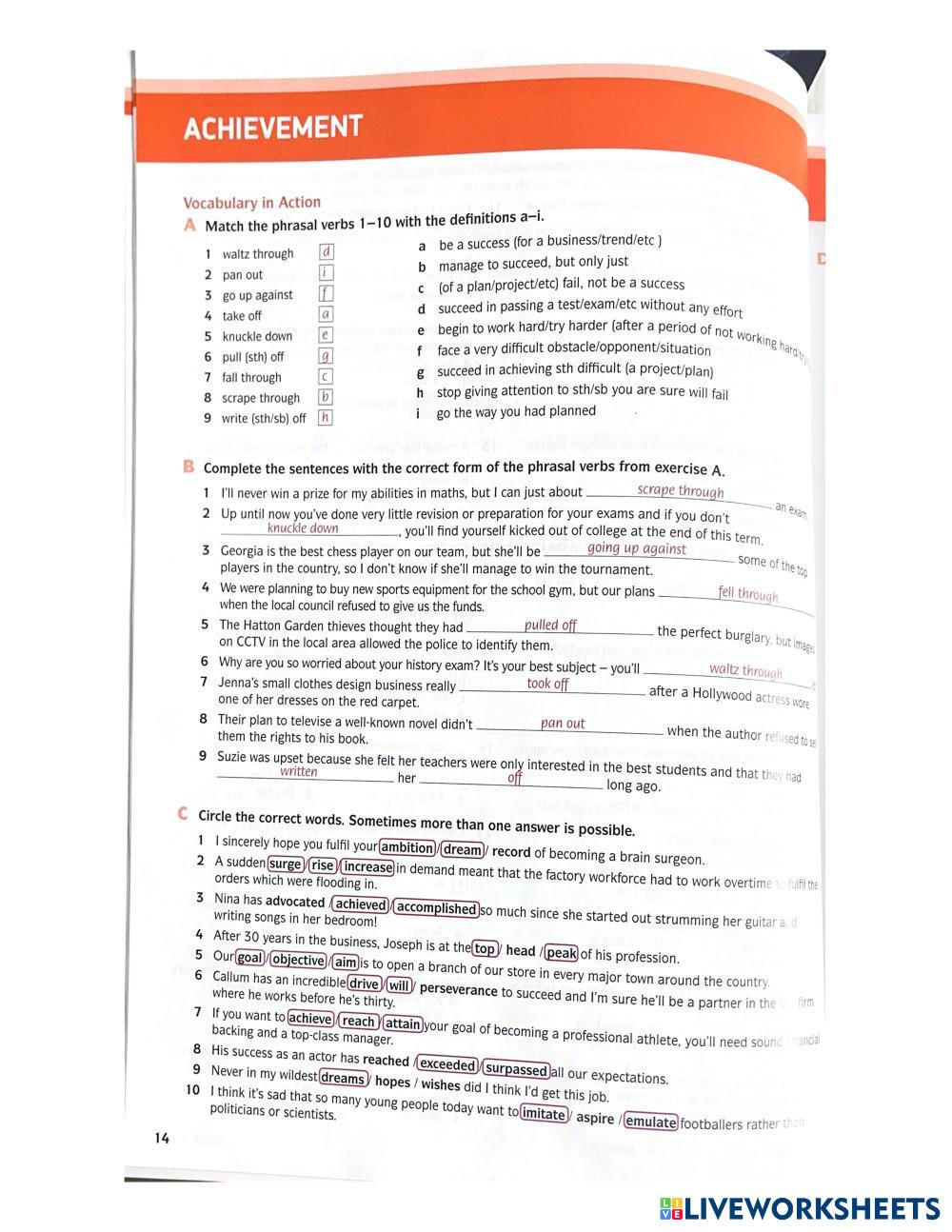 Reactivate - Unit 1 - Achievement | Live Worksheets