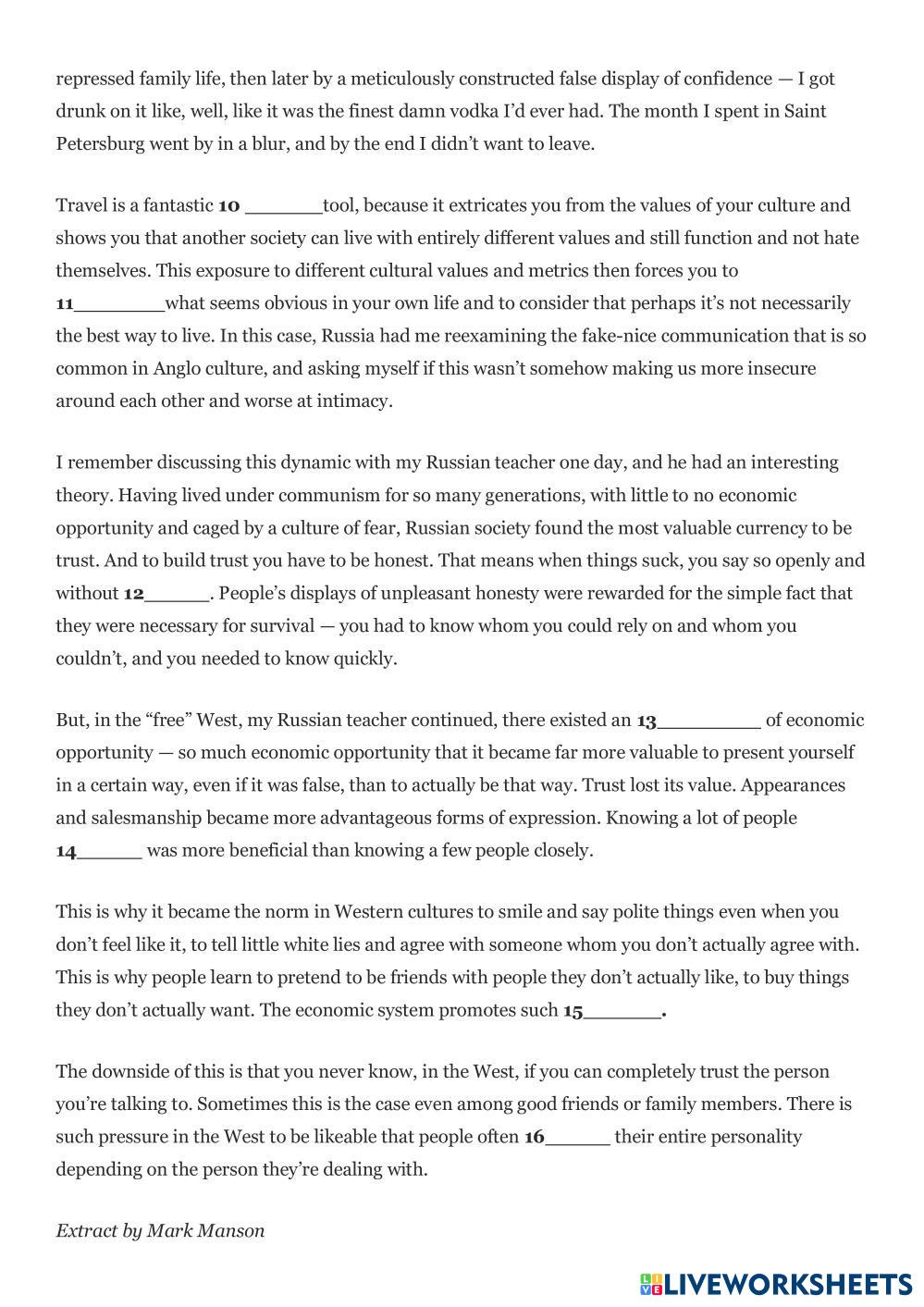 IDENTITIES : CITIZENS OF THE WORLD | Live Worksheets