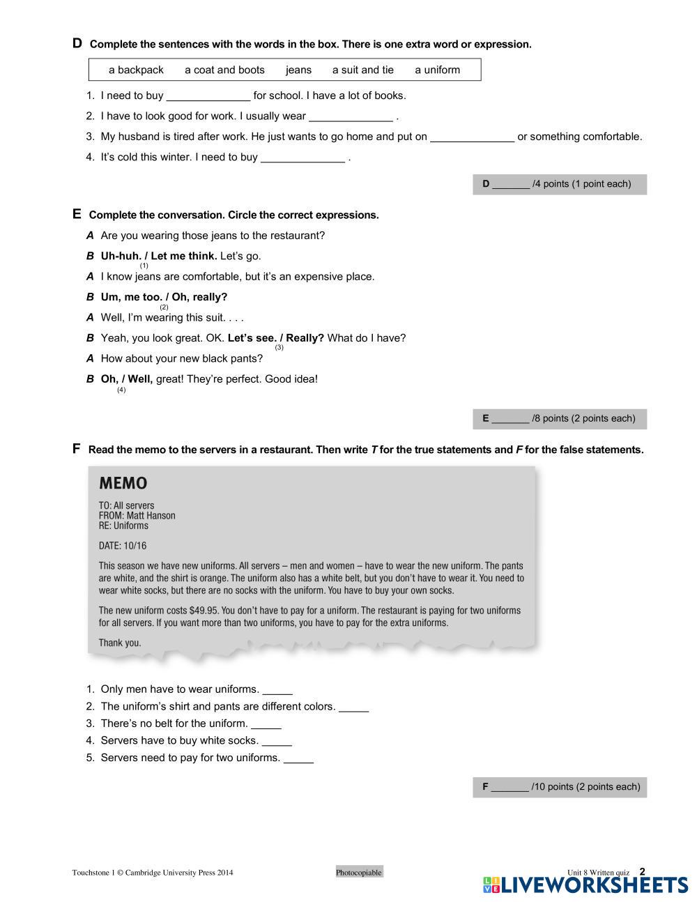 B3 Unit 8 | Live Worksheets