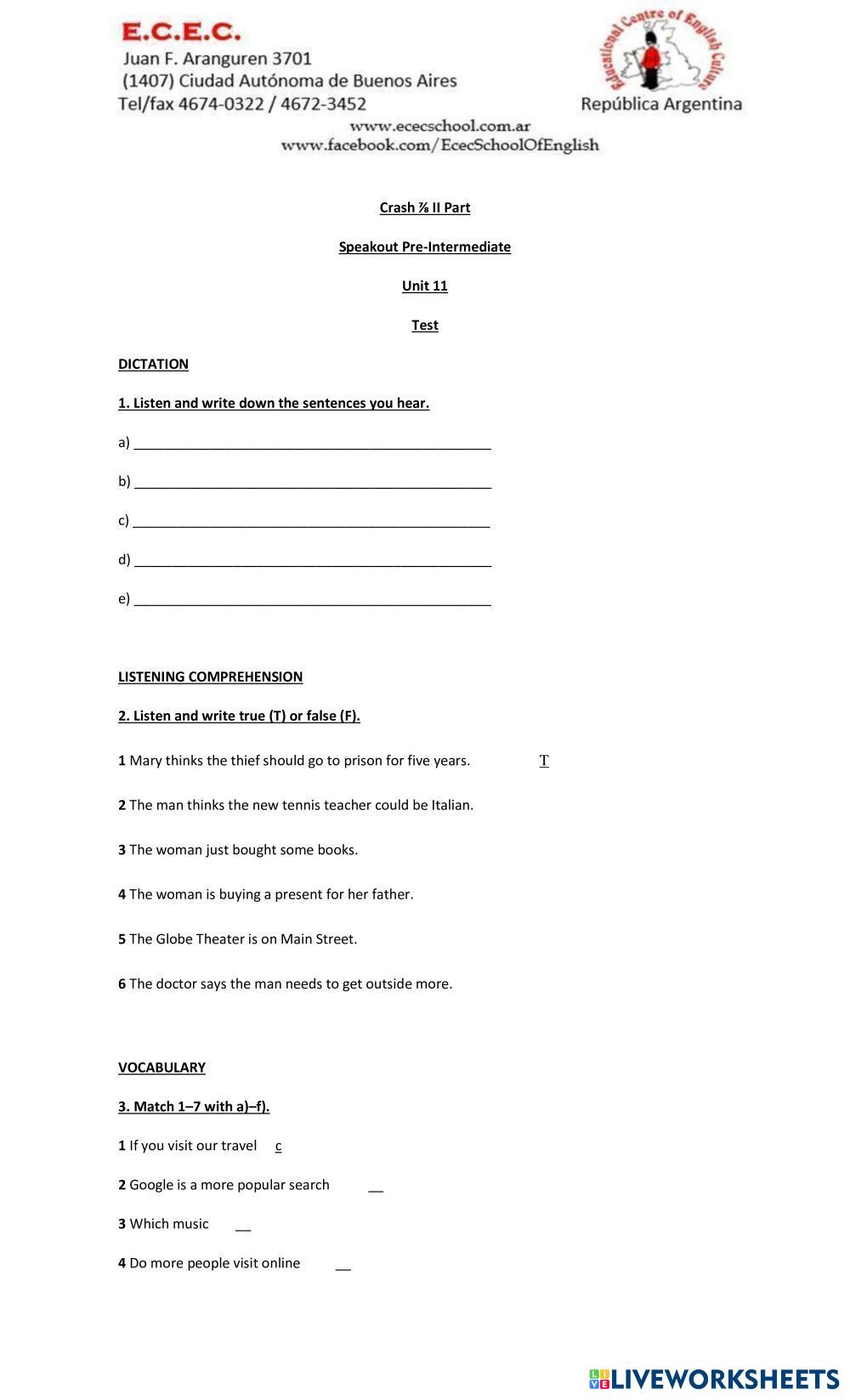 unit 11 | Live Worksheets