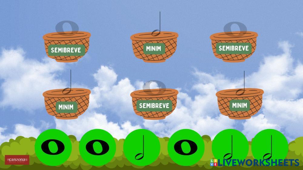 Semibrave or Minim | canzona | Live Worksheets