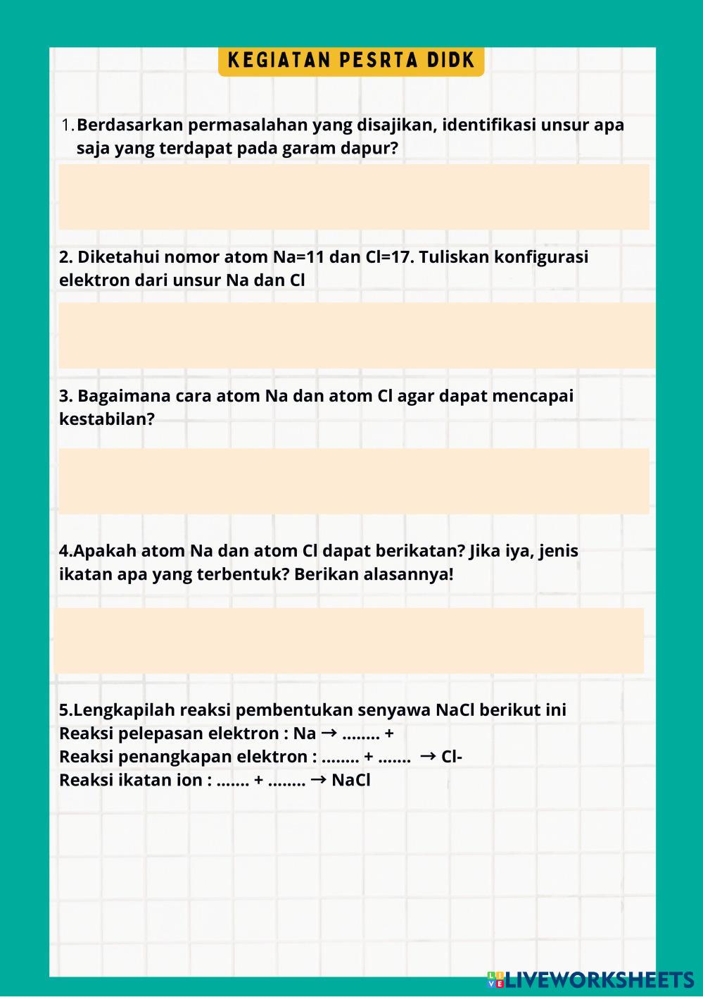 LKPD IKATAN ION | Live Worksheets