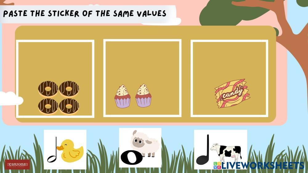 Paste the sticker of the same values | canzona | Live