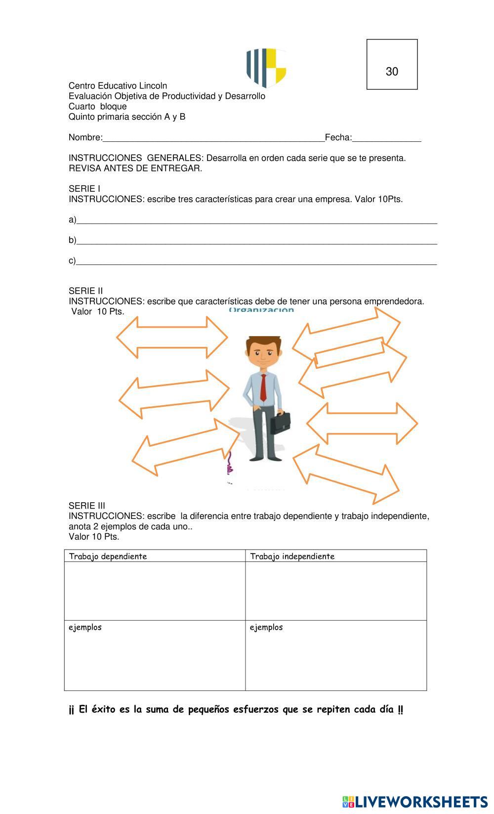 productivity | Live Worksheets