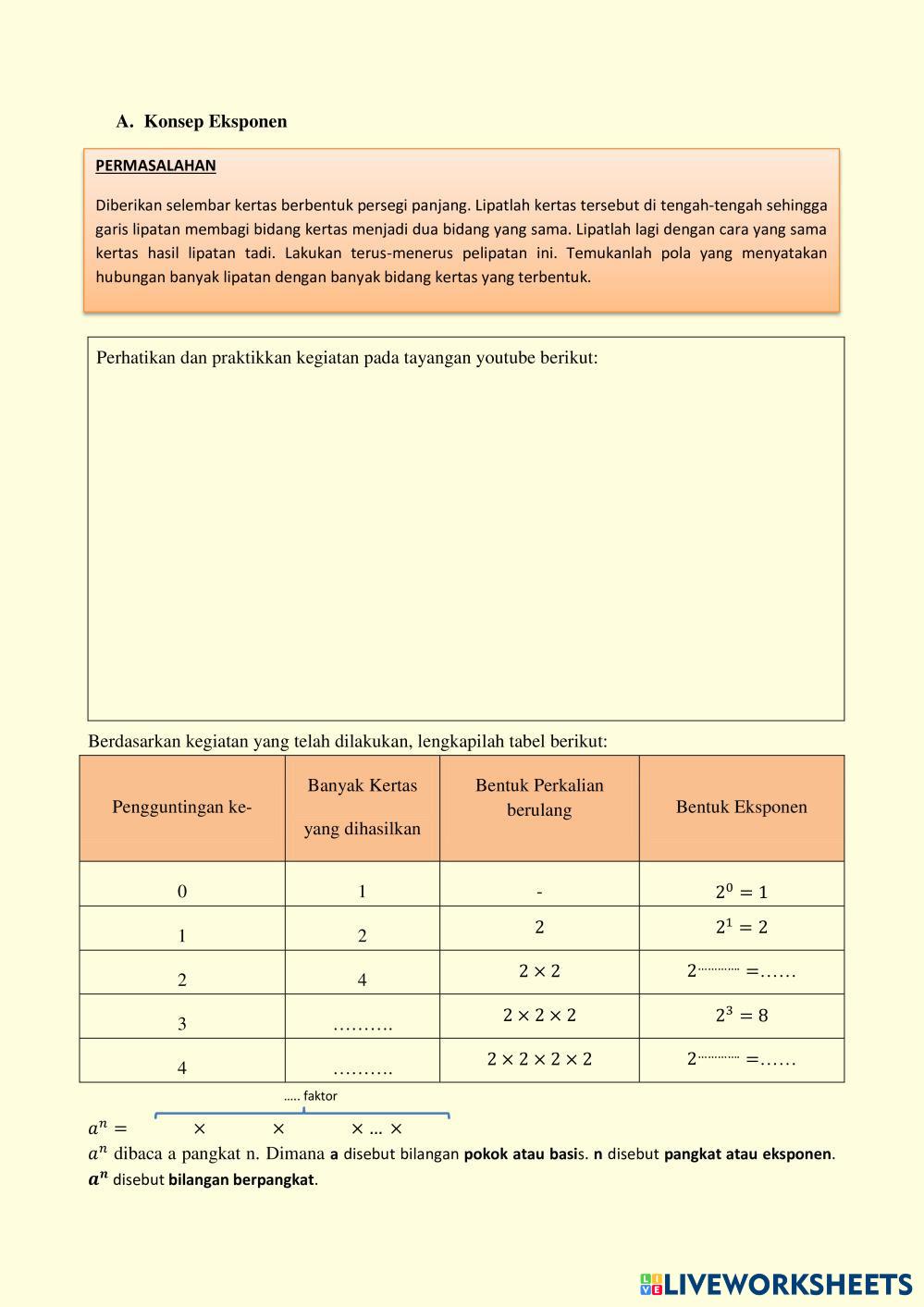 Eksponen | Live Worksheets