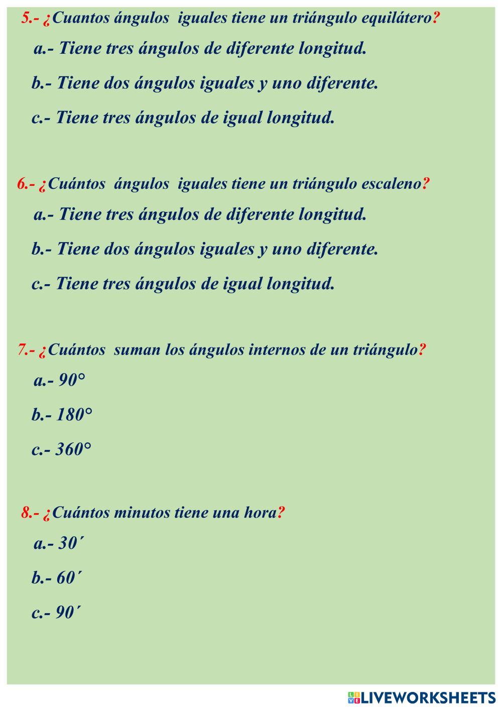 Geometría elementos y clasificación | Live Worksheets