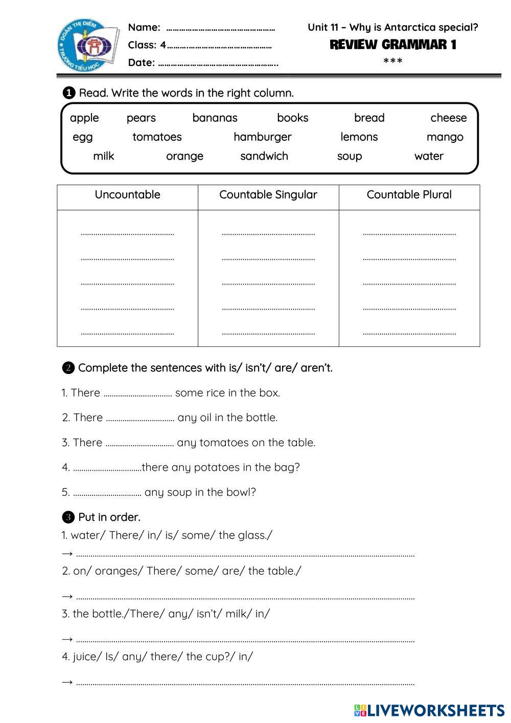Review Grammar | Live Worksheets