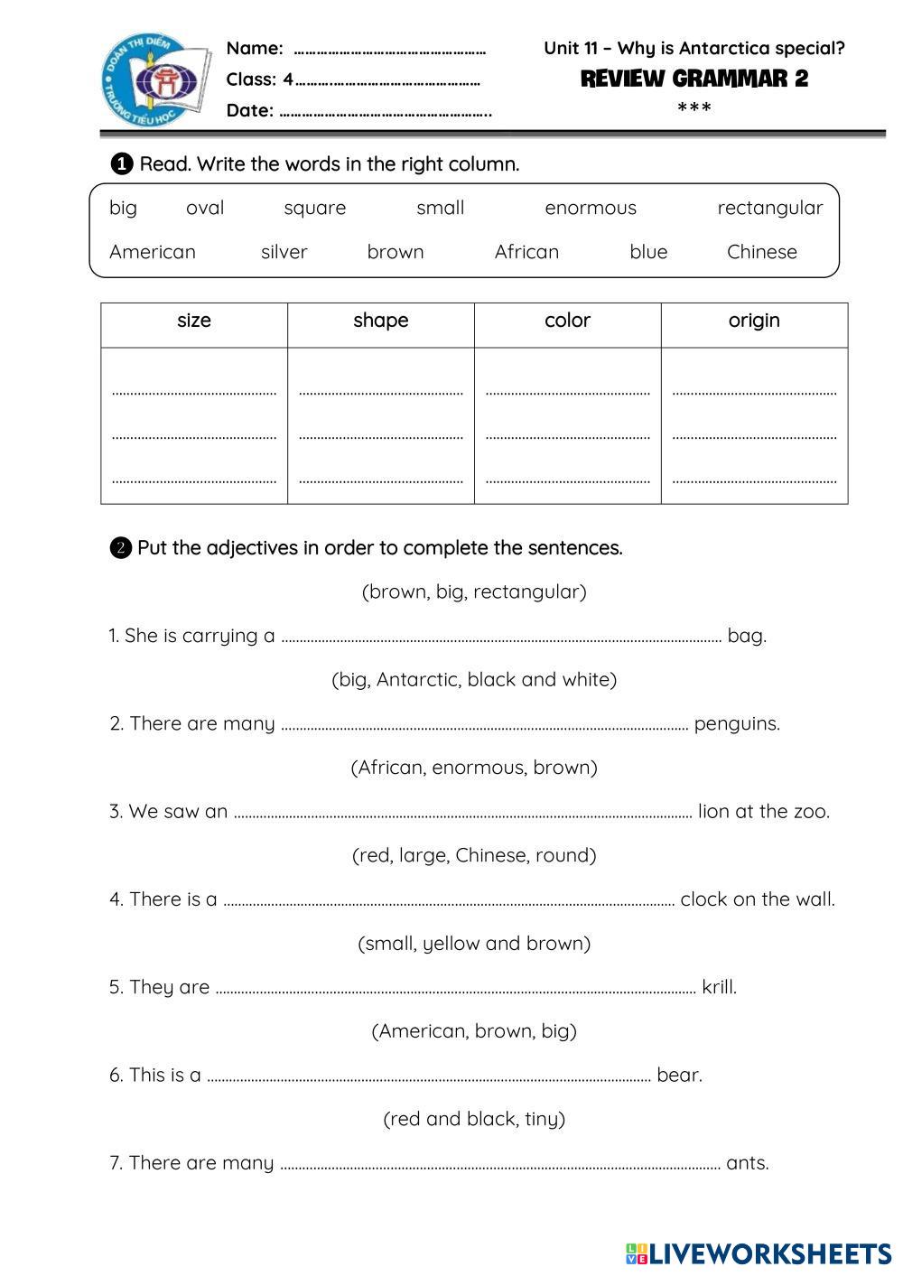 Review Grammar | Live Worksheets