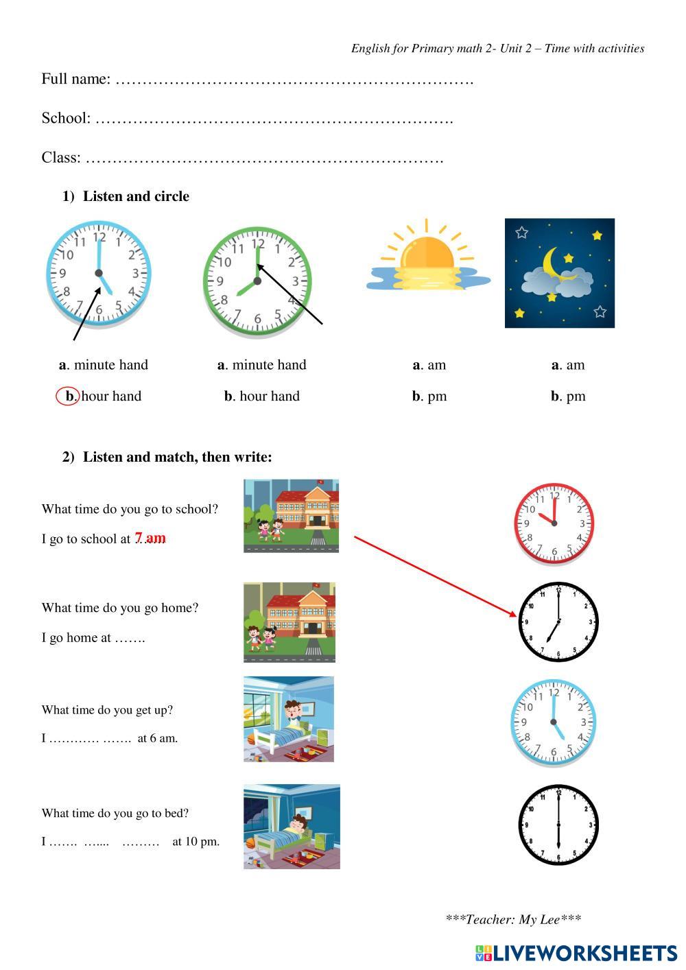 Time with activ… | Free Interactive Worksheets | 7234659
