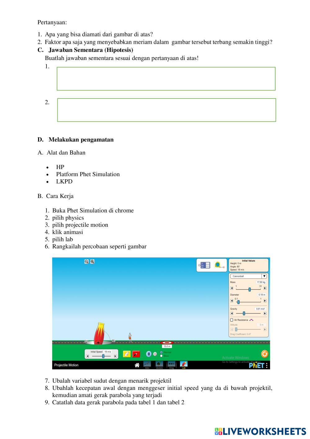 GERAK PARABOLA | Free Interactive Worksheets | 7235342