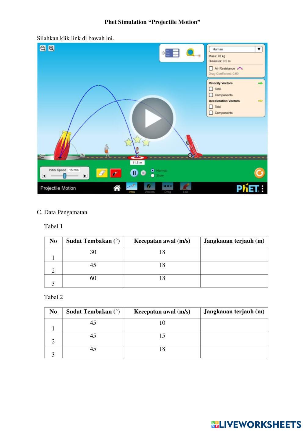 GERAK PARABOLA | Free Interactive Worksheets | 7235342