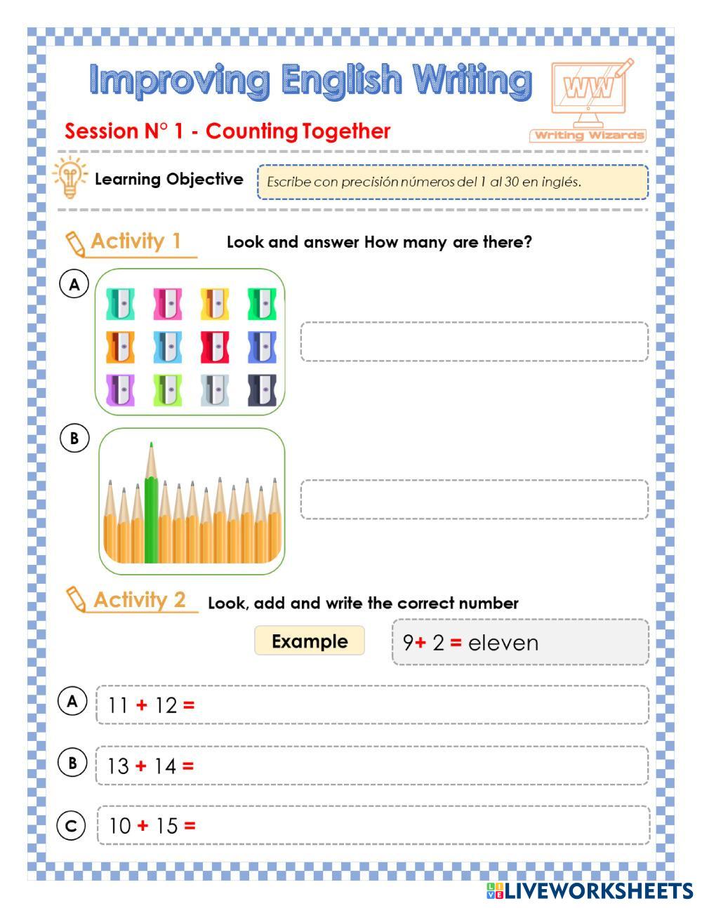 Counting Together | Live Worksheets