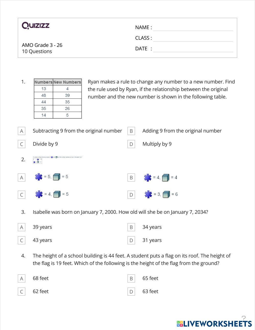 AMO G3.1 | Free Interactive Worksheets | 7236489