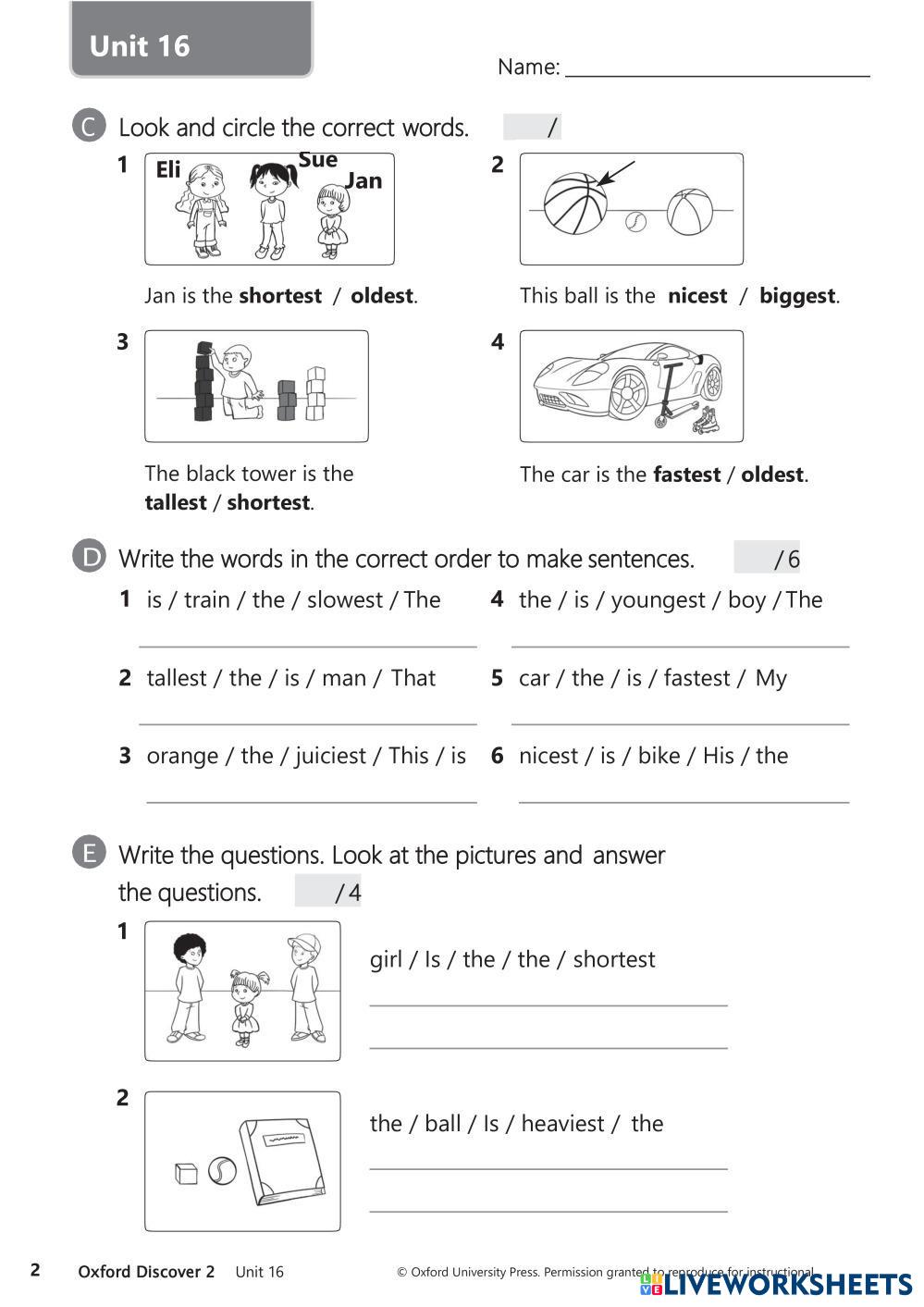 Oxford Discover… | Free Interactive Worksheets | 7236728