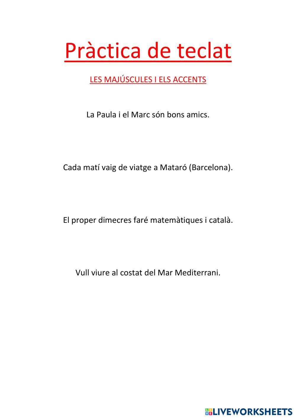 Majúscules i accents | LiveWorksheets | 7238402