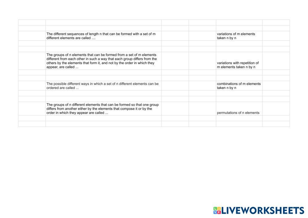Combinatorics | Live Worksheets