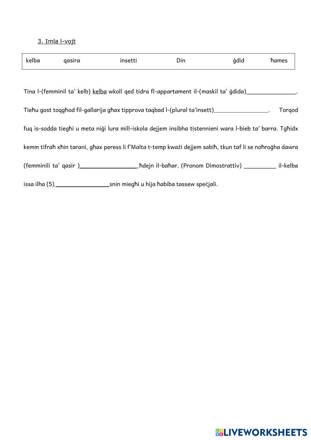 Malti Grammatika | Free Interactive Worksheets | 7238442