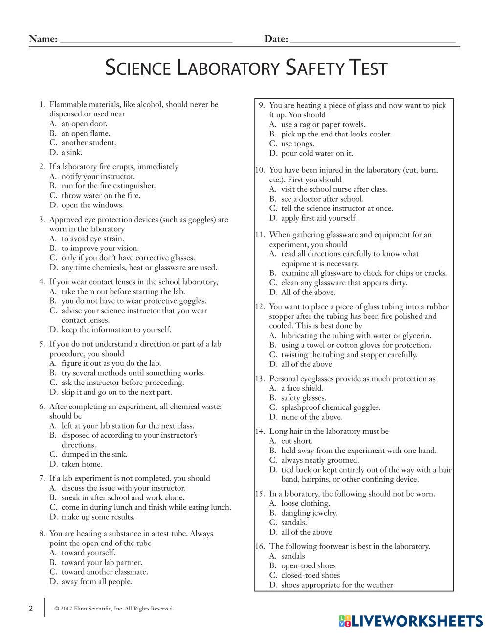 Flinn Scientific Lab Safety Quiz | Jacob Hamman | Live