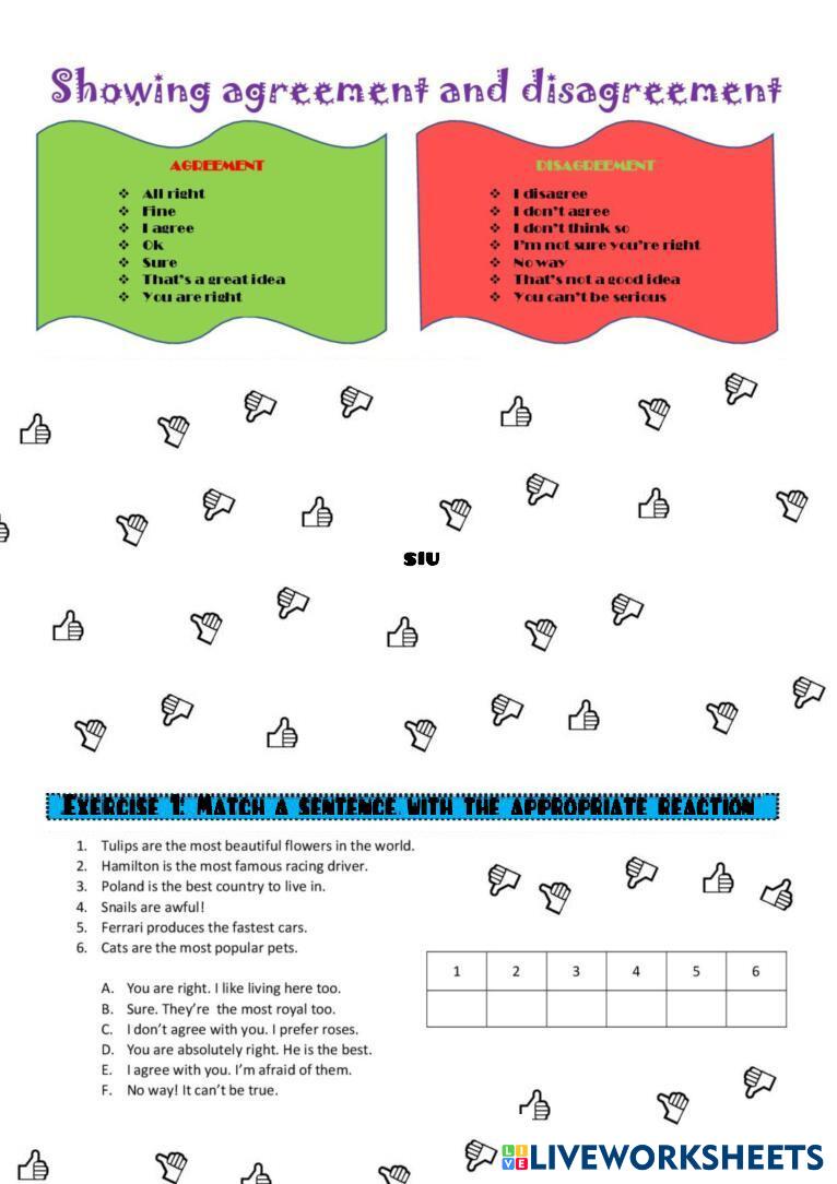 Expressing Agreement | Live Worksheets