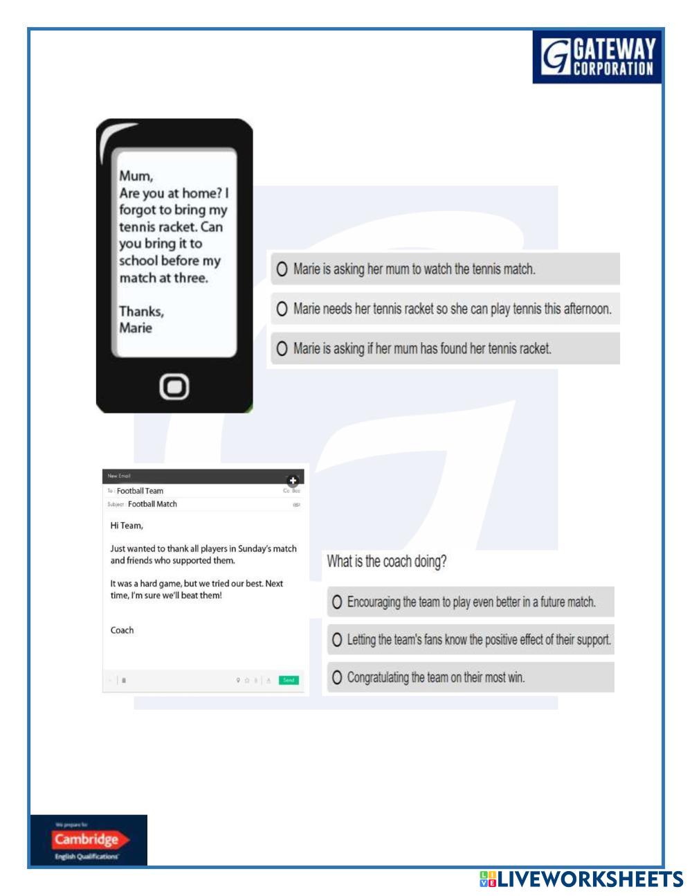 CAMBRIDGE PET –… | Free Interactive Worksheets | 7241500