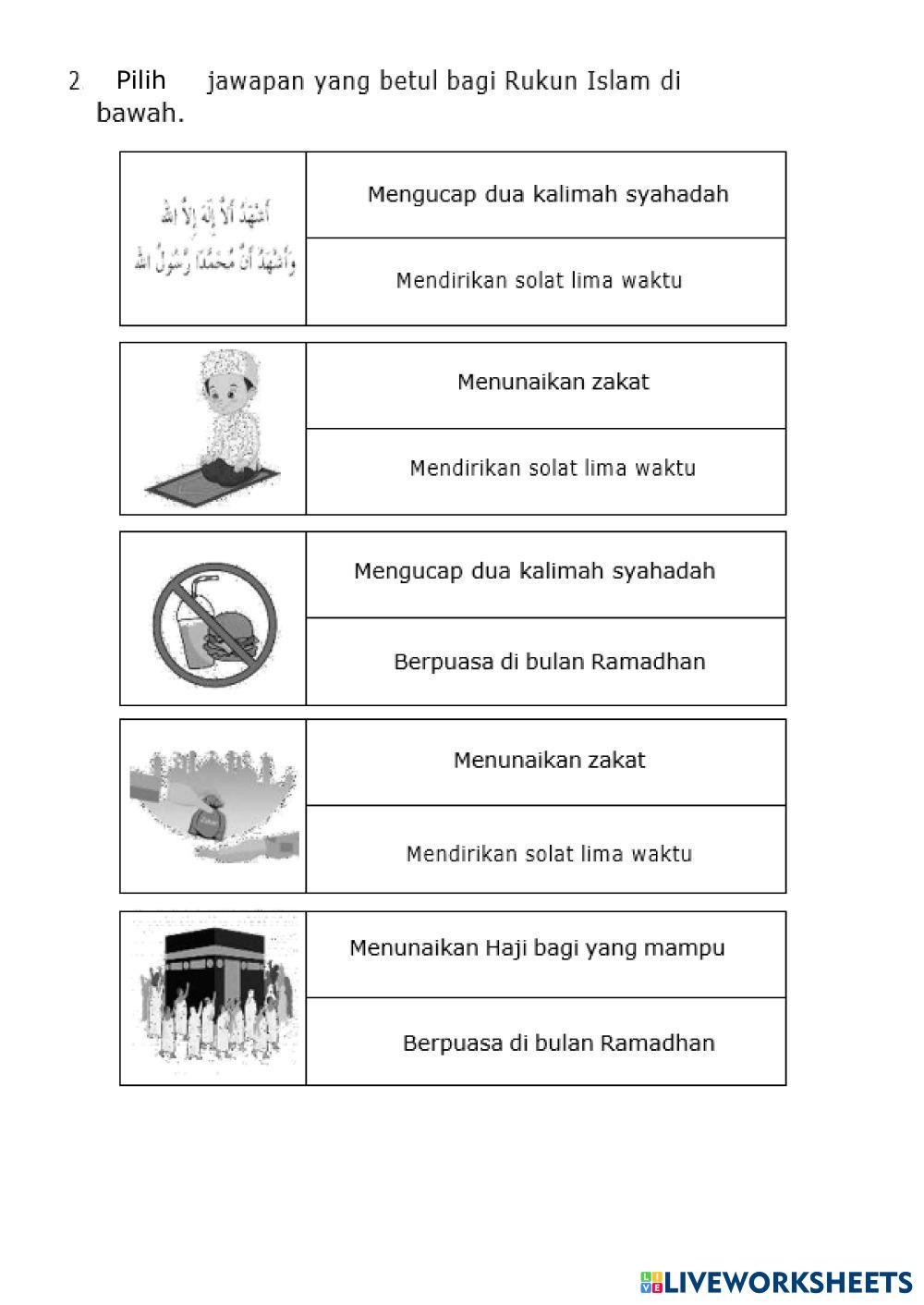 PENILAIAN PENDIDIKAN ISLAM 5 TAHUN | Live Worksheets