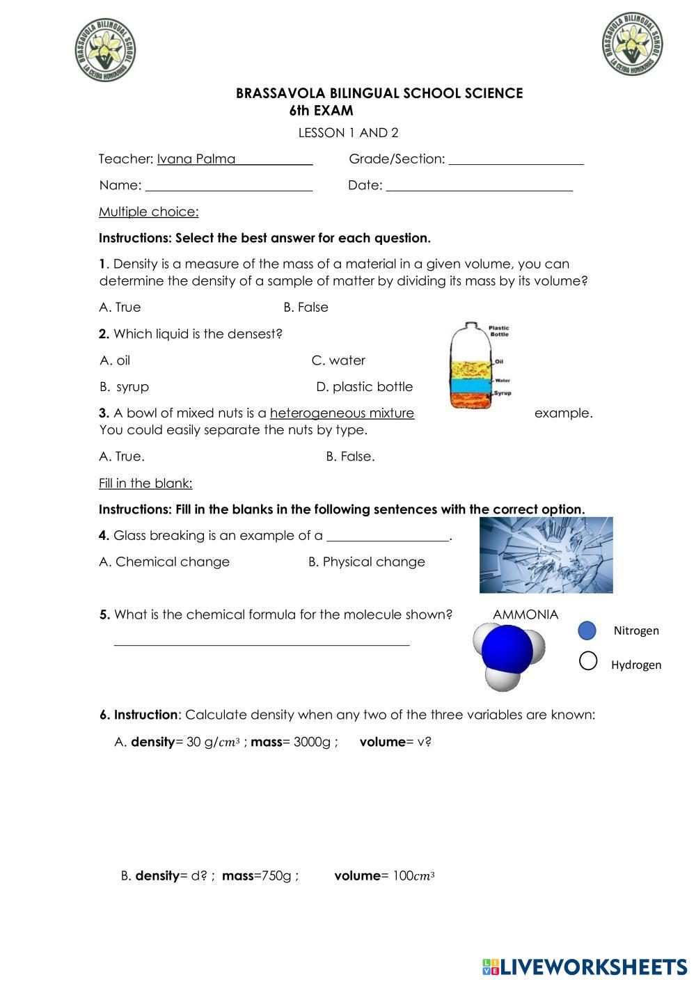 6th grade EXAM | Live Worksheets